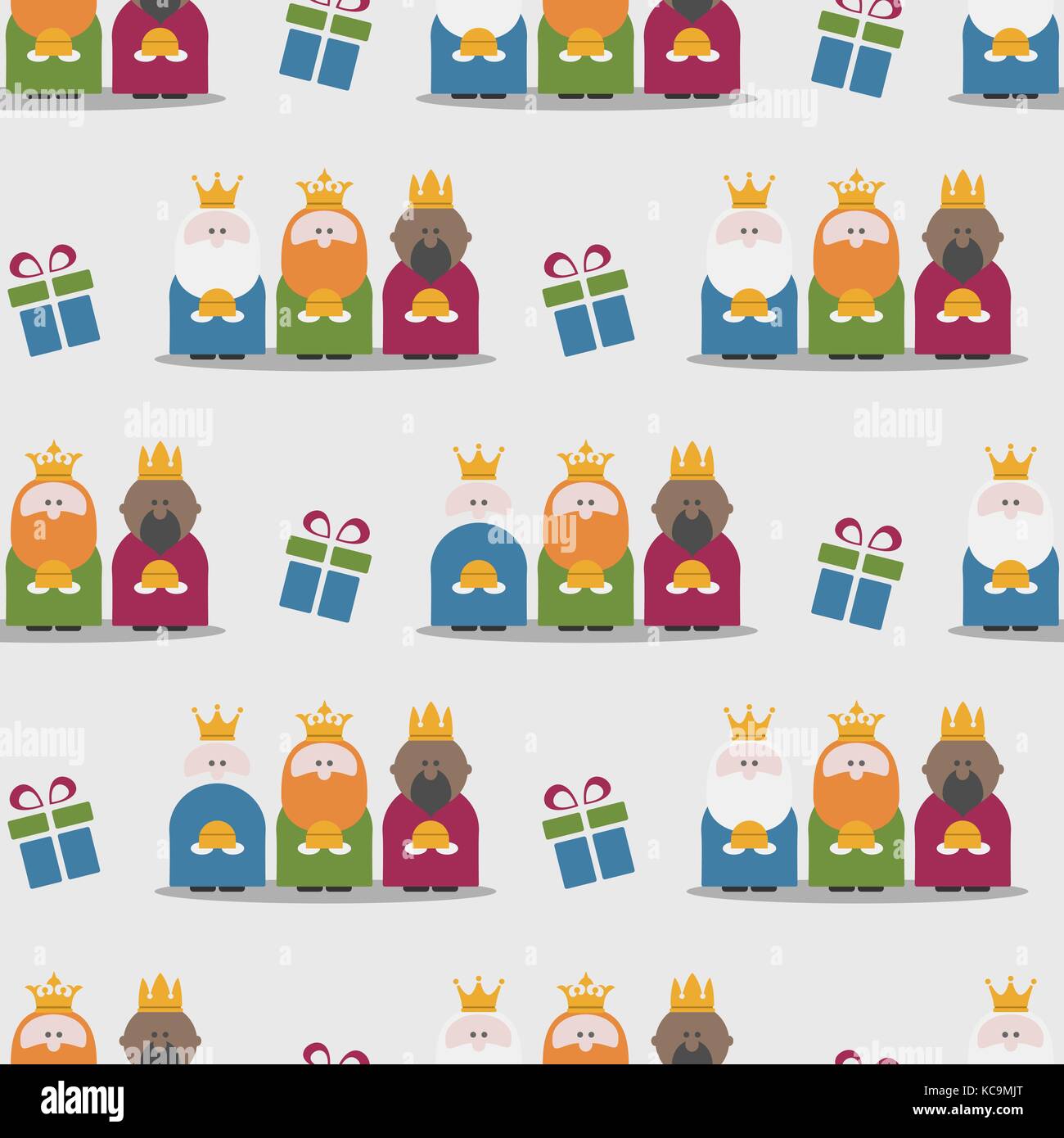 Three Kings and gifts seamless pattern. Flat vector Illustration Stock ...