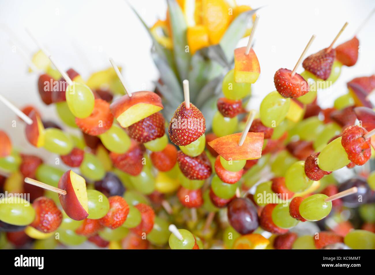 delicious fruits arranged on the table for wedding reception Stock ...