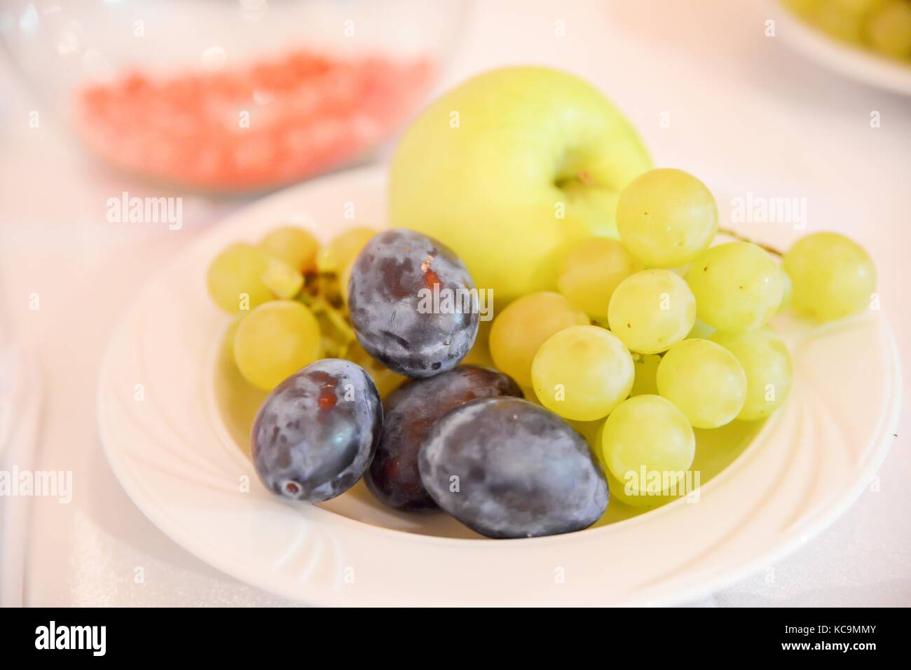 delicious fruits arranged on the table for wedding reception Stock ...