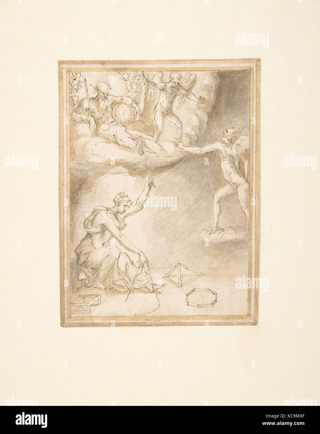 An Allegory: Female Figure with a Compass, God the Father Seated on ...