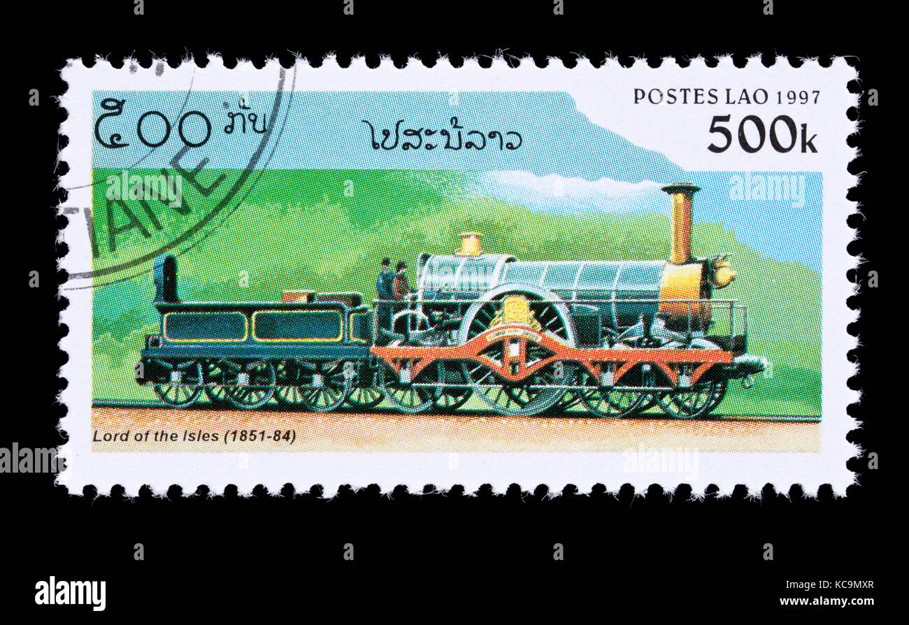Postage stamp from Laos depicting the steam locomotive Lord of the ...