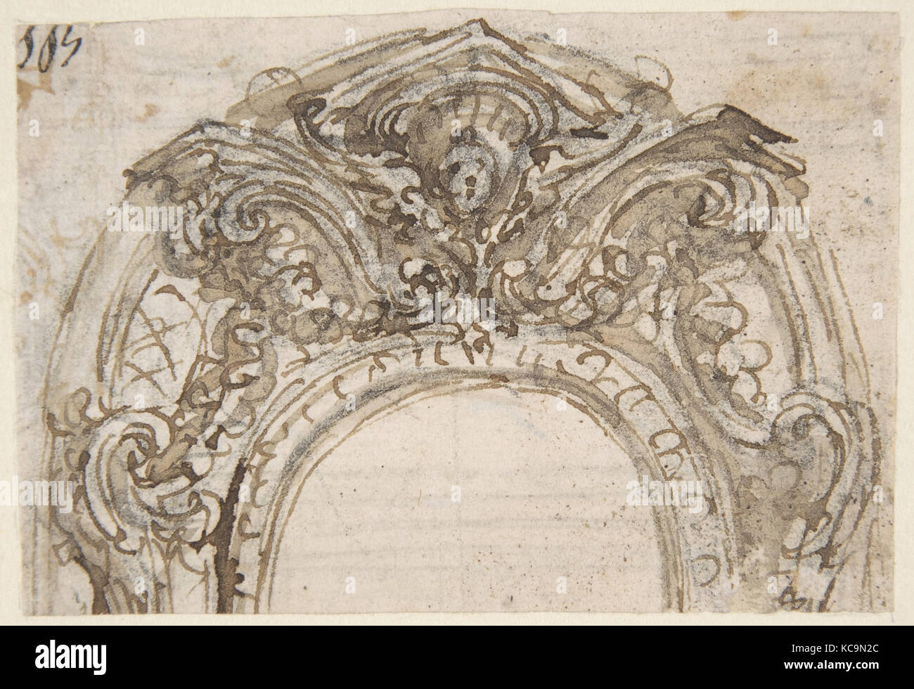 Design for the Top of an Arch, Decorated with a Cherub (recto); Design ...