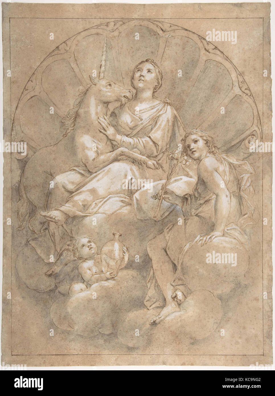 Allegorical Figure of Purity with a Unicorn, Marcantonio Franceschini ...