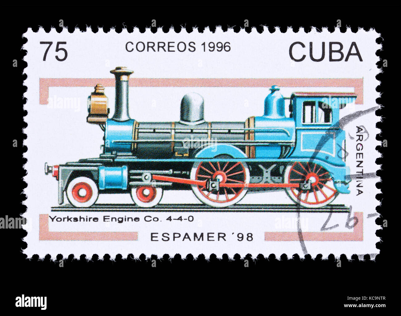 Postage stamp from Cuba depicting a Yorkshire Engine Company 4-4-0 ...
