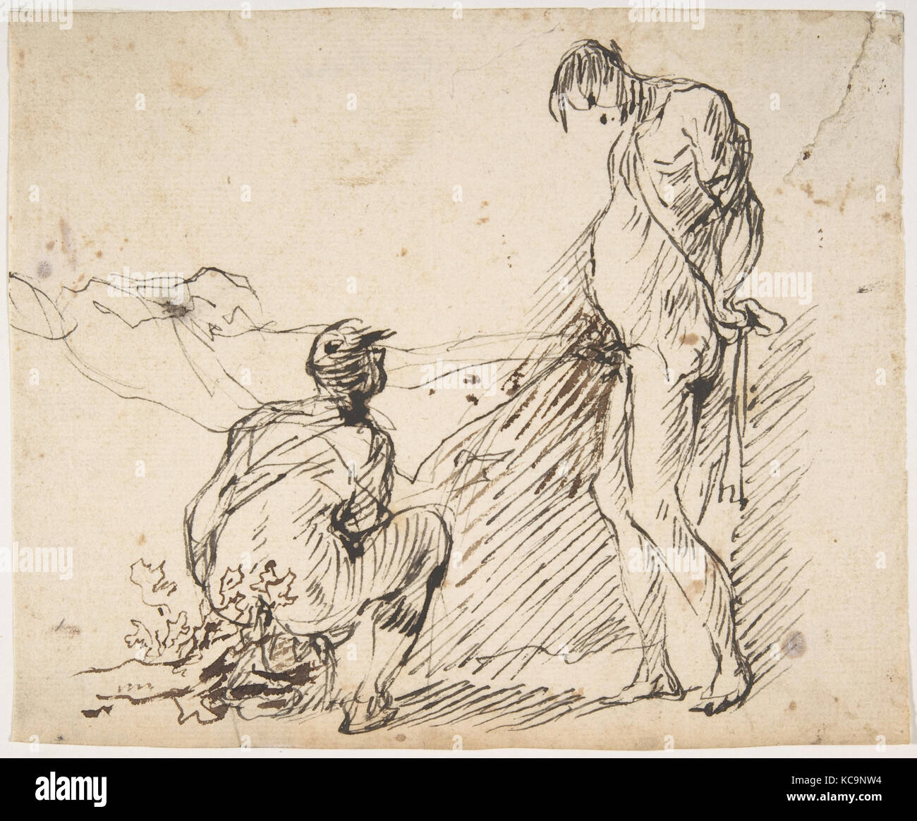 A Crouching Man Defecating and a Standing Man Urinating, Micco Spadaro ...