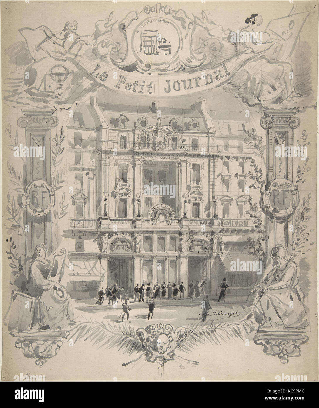 Drawing for title page "Le Petit Journal", Made by, 19th century Stock ...