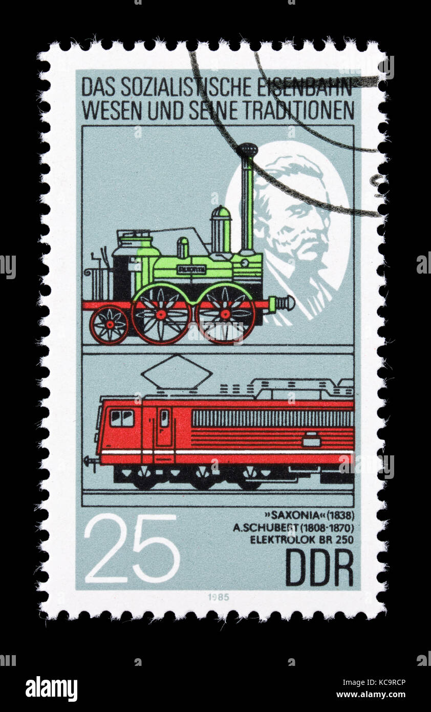 Postage stamp from East Germany (DDR) depicting the 1838 Saxonia steam ...