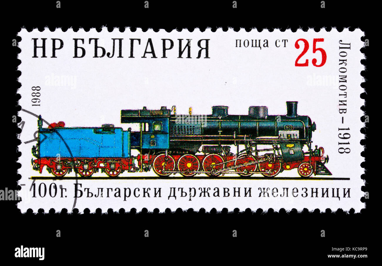 Postage stamp from Bulgaria depicting a 0-10-1 steam locomotive from ...