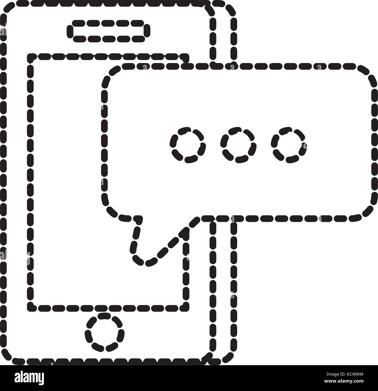 dotted shape smartphone technology with chat bubble text Stock Vector ...