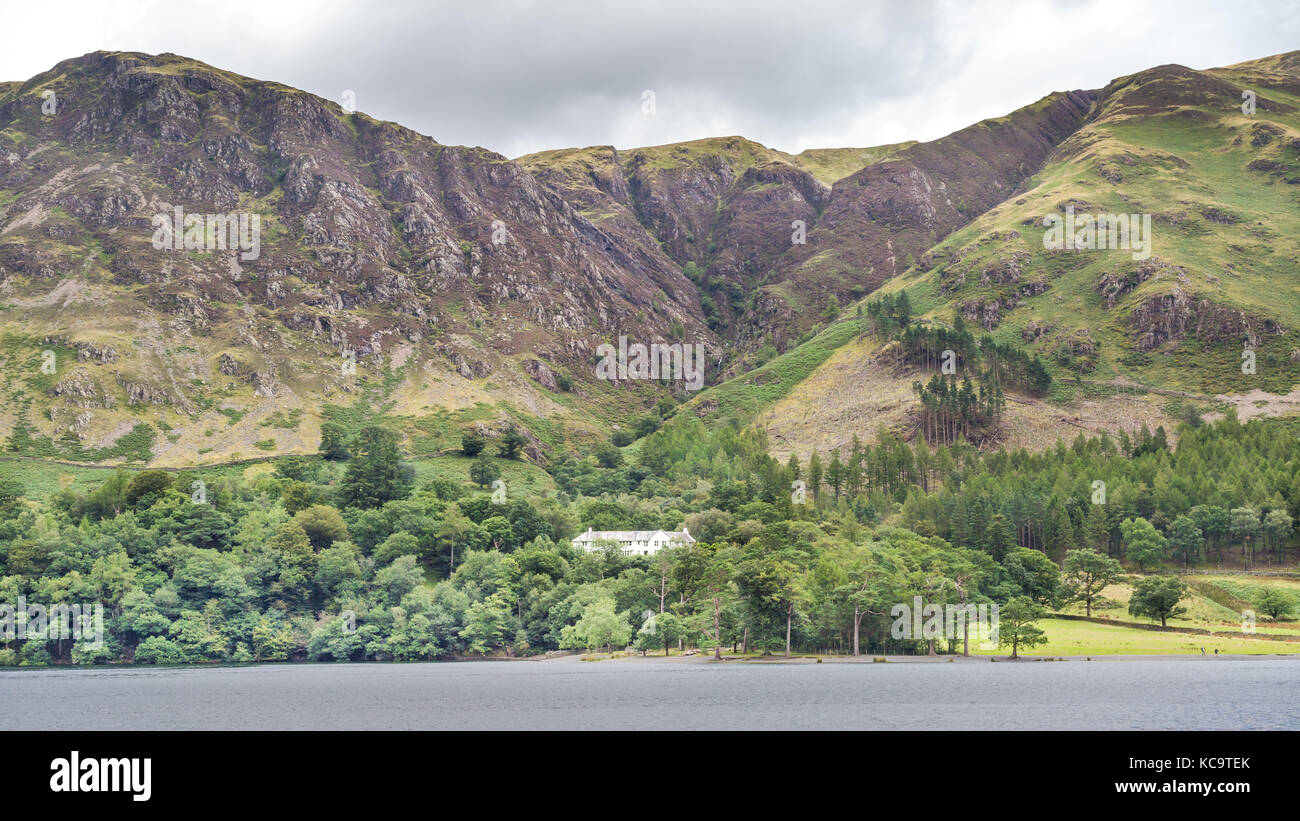 A landscape view of Buttermere, one of the lakes in the Lake District ...