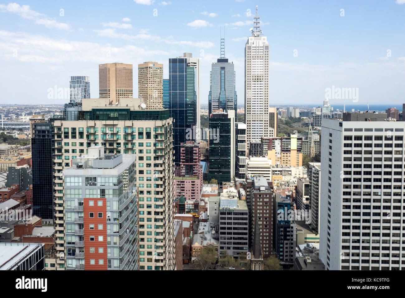 High rise towers in the Central Business District of city of Melbourne ...