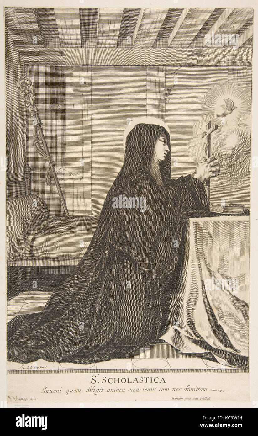 St. Scholastica, Engraving, sheet: 15 1/16 x 9 3/8 in. (38.2 x 23.8 cm ...