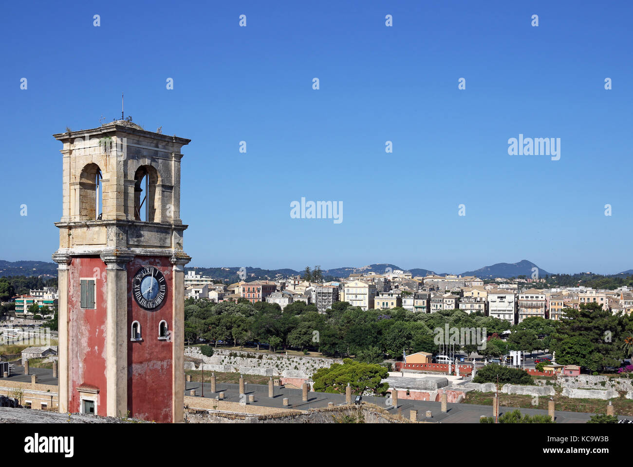 old clock tower Corfu town landmark Stock Photo - Alamy
