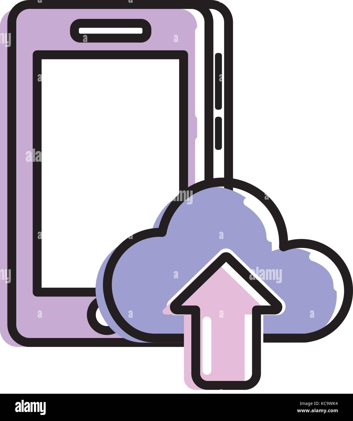 smartphone technology with cloud data icon Stock Vector Image & Art - Alamy