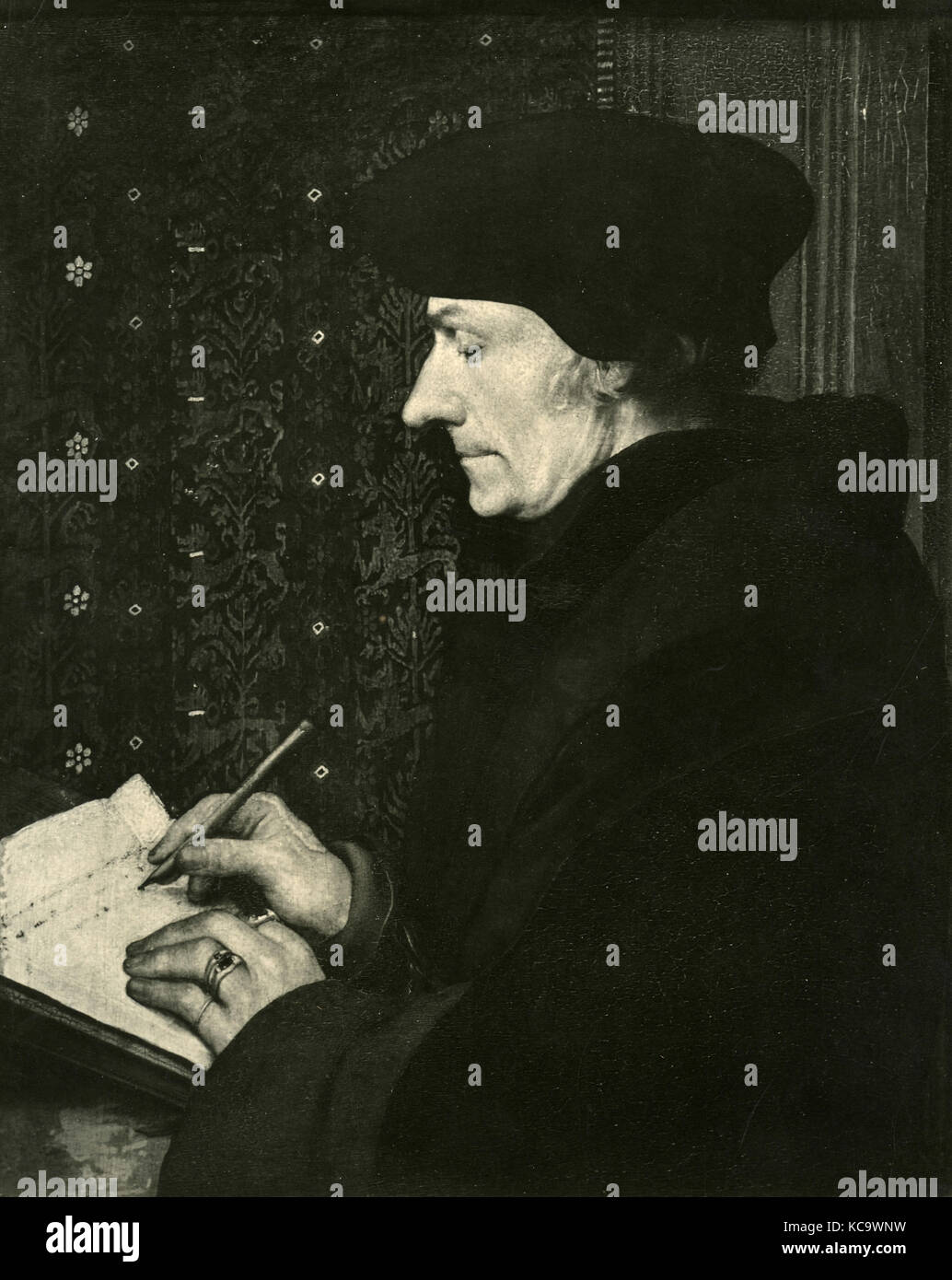 Portrait of Erasmus, painting by Hans Holbein Stock Photo - Alamy