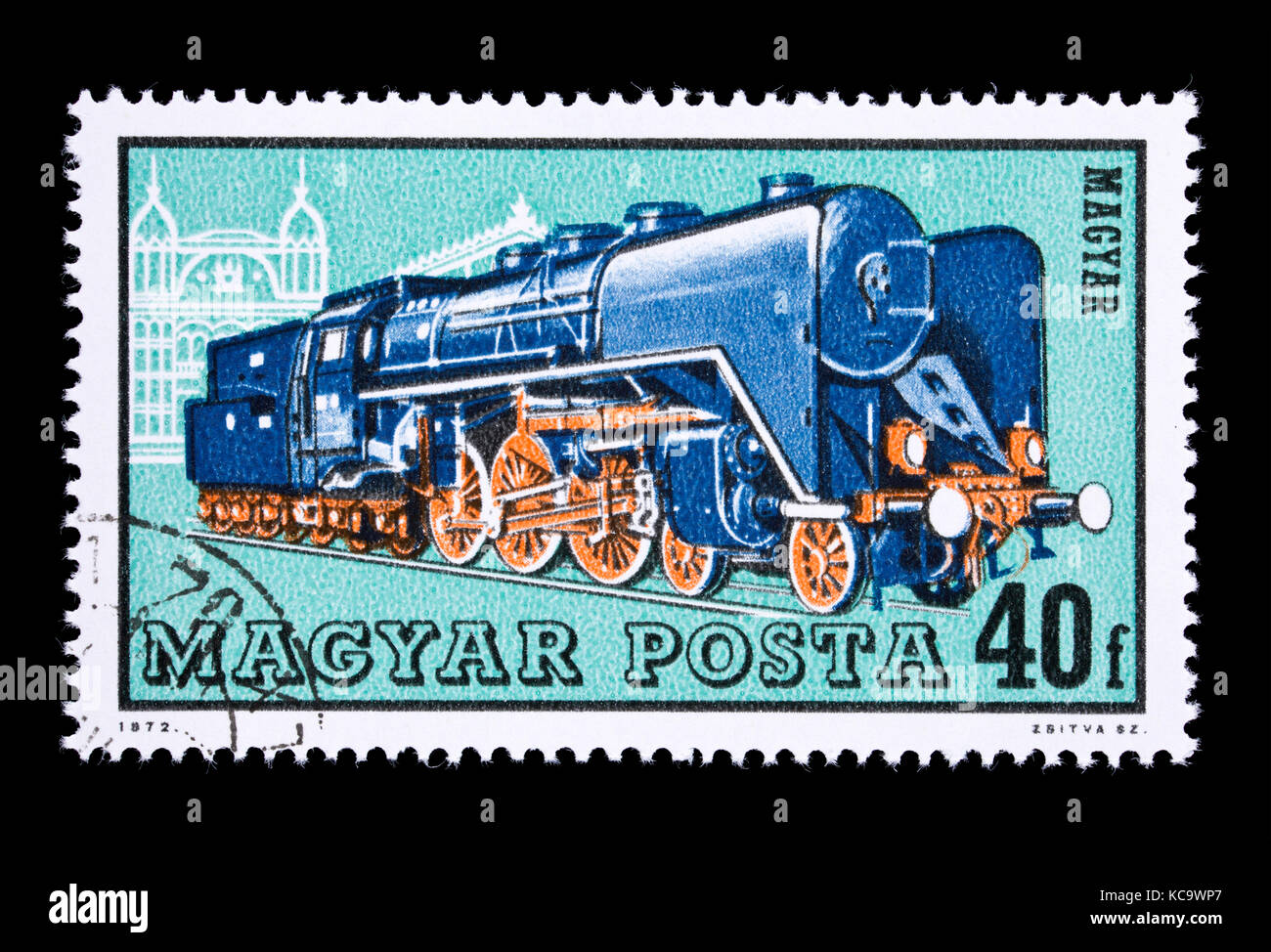 Postage stamp from Hungary depicting a Hungarian steam locomotive Stock ...