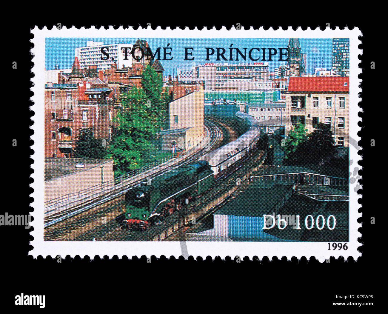 Postage stamp from the St. Thomas and Prince Islands depicting a train ...