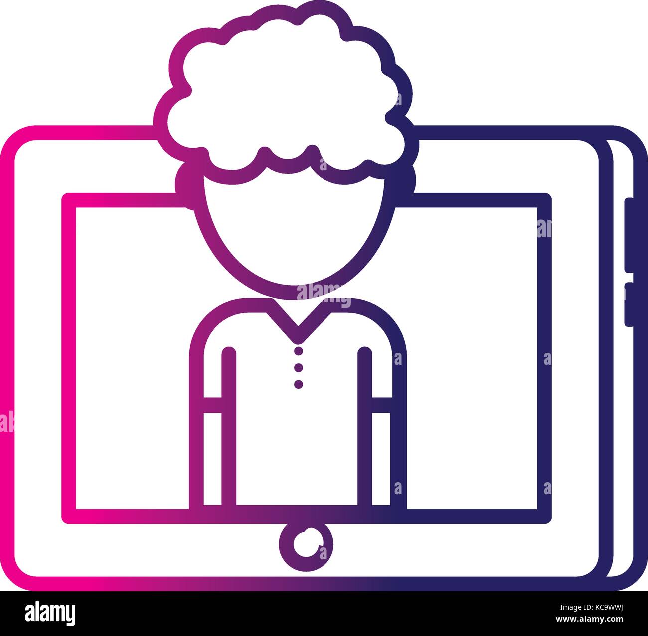 line tablet technology with social connection Stock Vector Image & Art ...