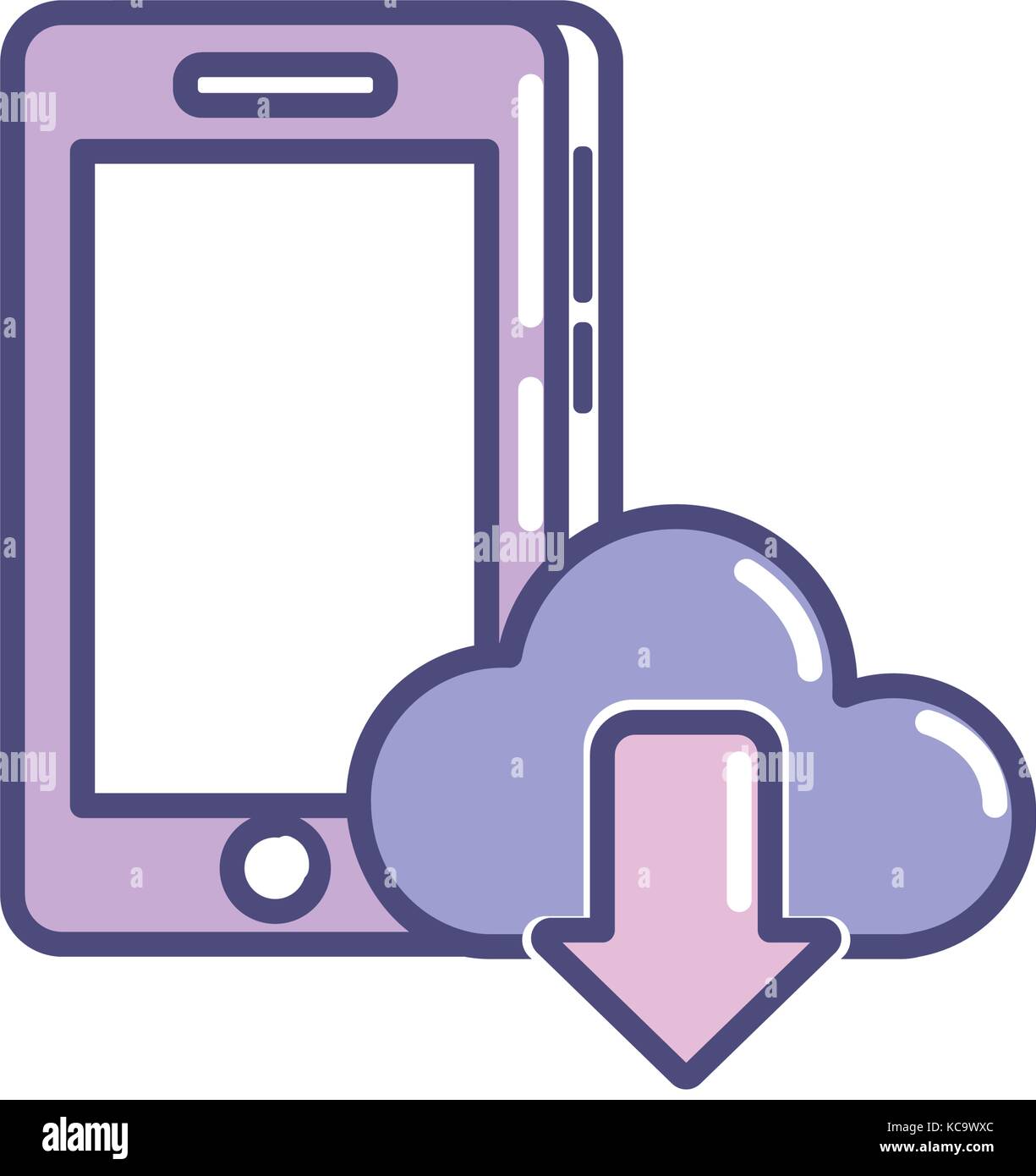 smartphone technology with cloud data icon Stock Vector Image & Art - Alamy