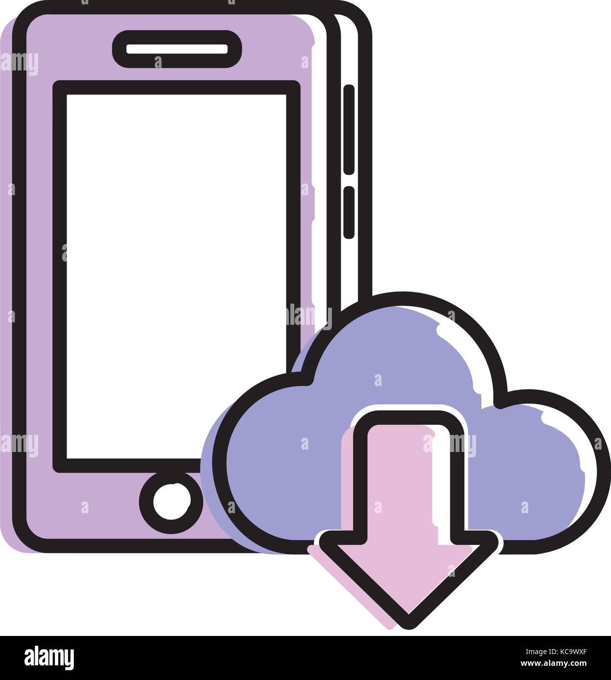 smartphone technology with cloud data icon Stock Vector Image & Art - Alamy
