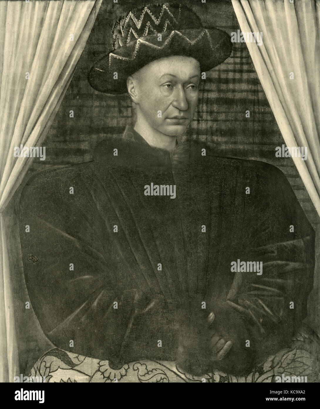 Portrait of Charles the VII king of France, painting by Jean Foucquet ...