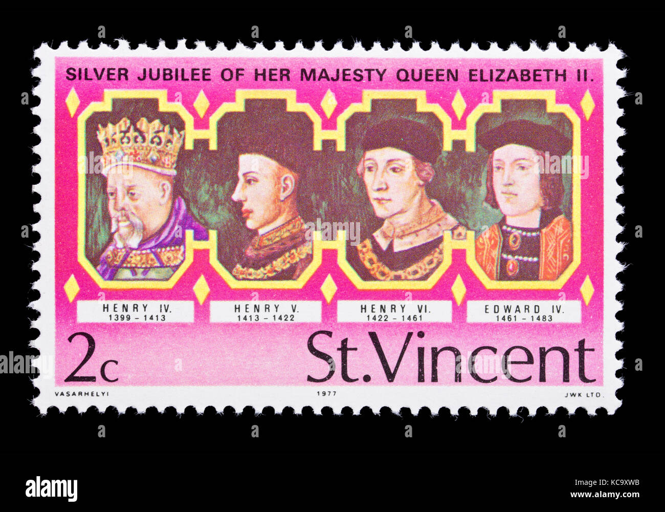 Postage stamp from Saint Vincent depicting British monarchs (Henry IV ...