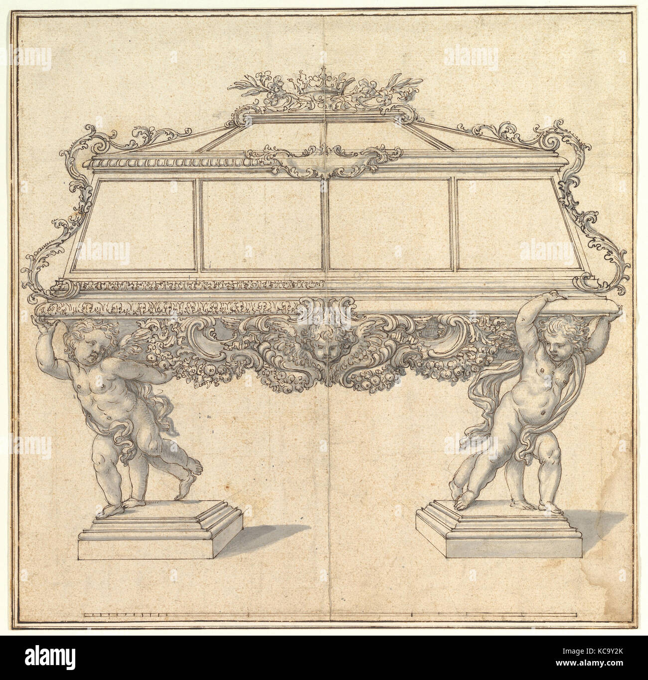 Design for a Sarcophagus Supported by Putti for the Church of S. Maria ...