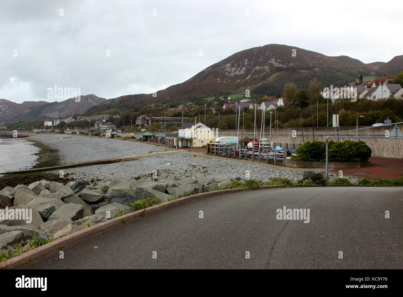 Penmaenmaer beach on a grey windy day Stock Photo - Alamy