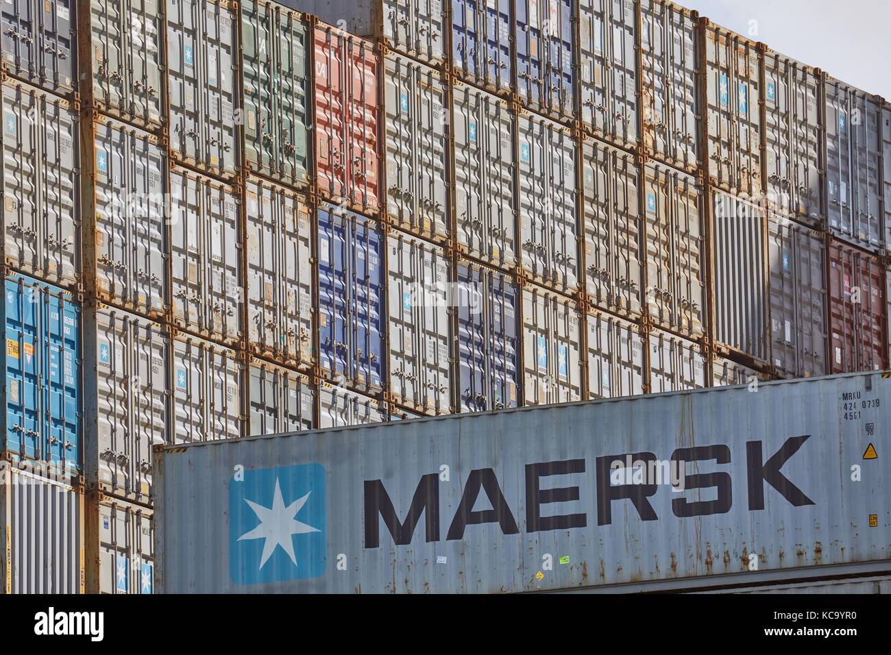 Stacked Cargo Containers Stock Photo - Alamy
