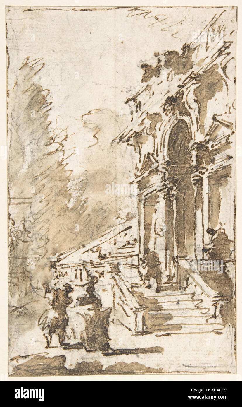 Architectural Capriccio: Garden Entrance to a Palace (recto); Three ...