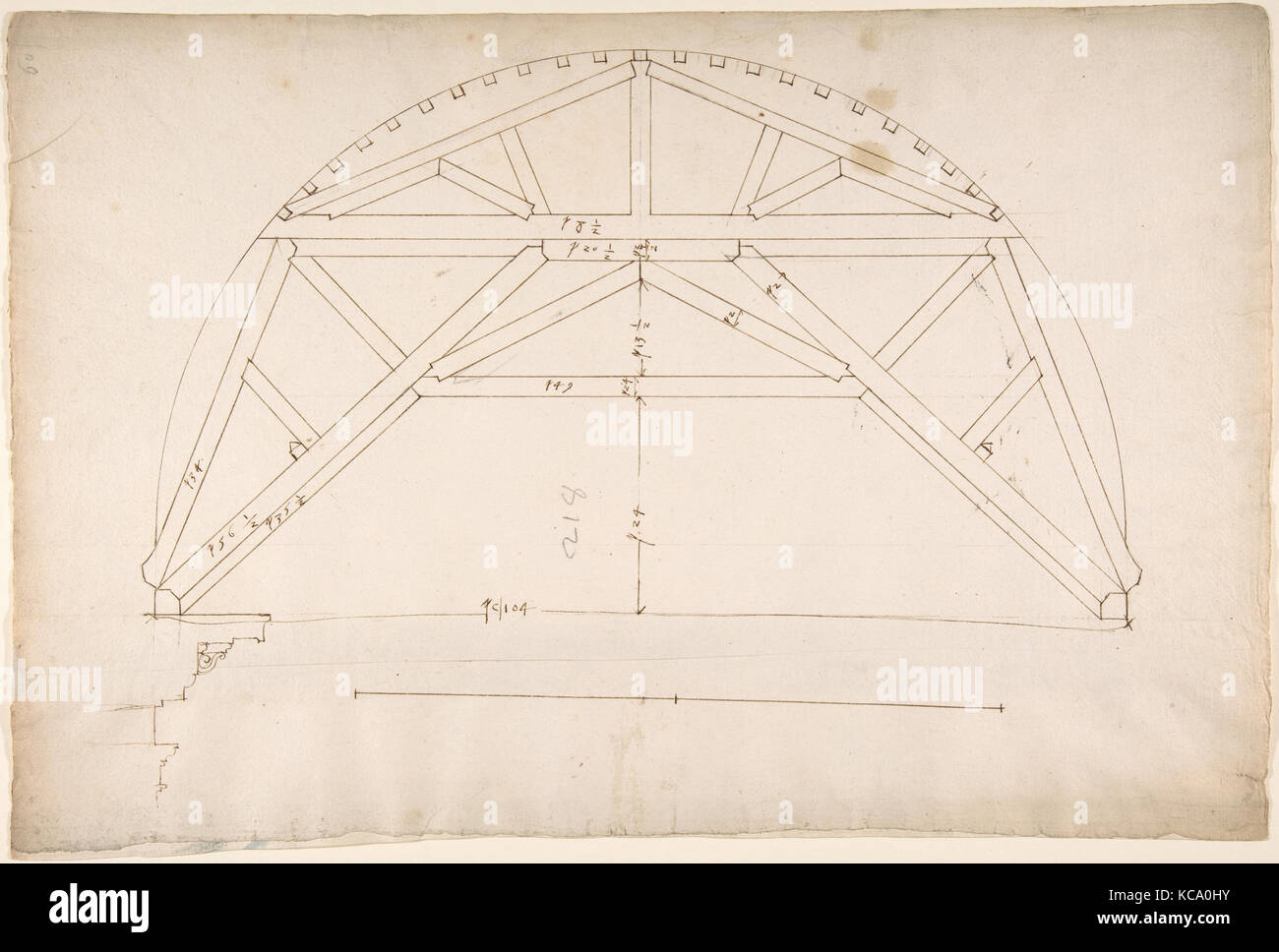 St. Peter's, centering truss, tunnel vault, section (recto), early to ...