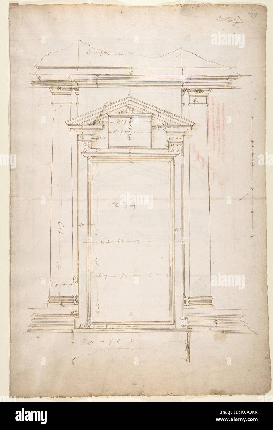 San Lorenzo, Library, Ricetto, entry portal to library, elevation ...
