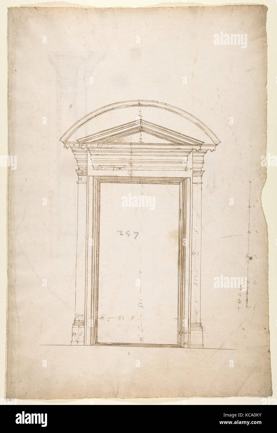 San Lorenzo, Library, Ricetto, entry portal from library, elevation ...