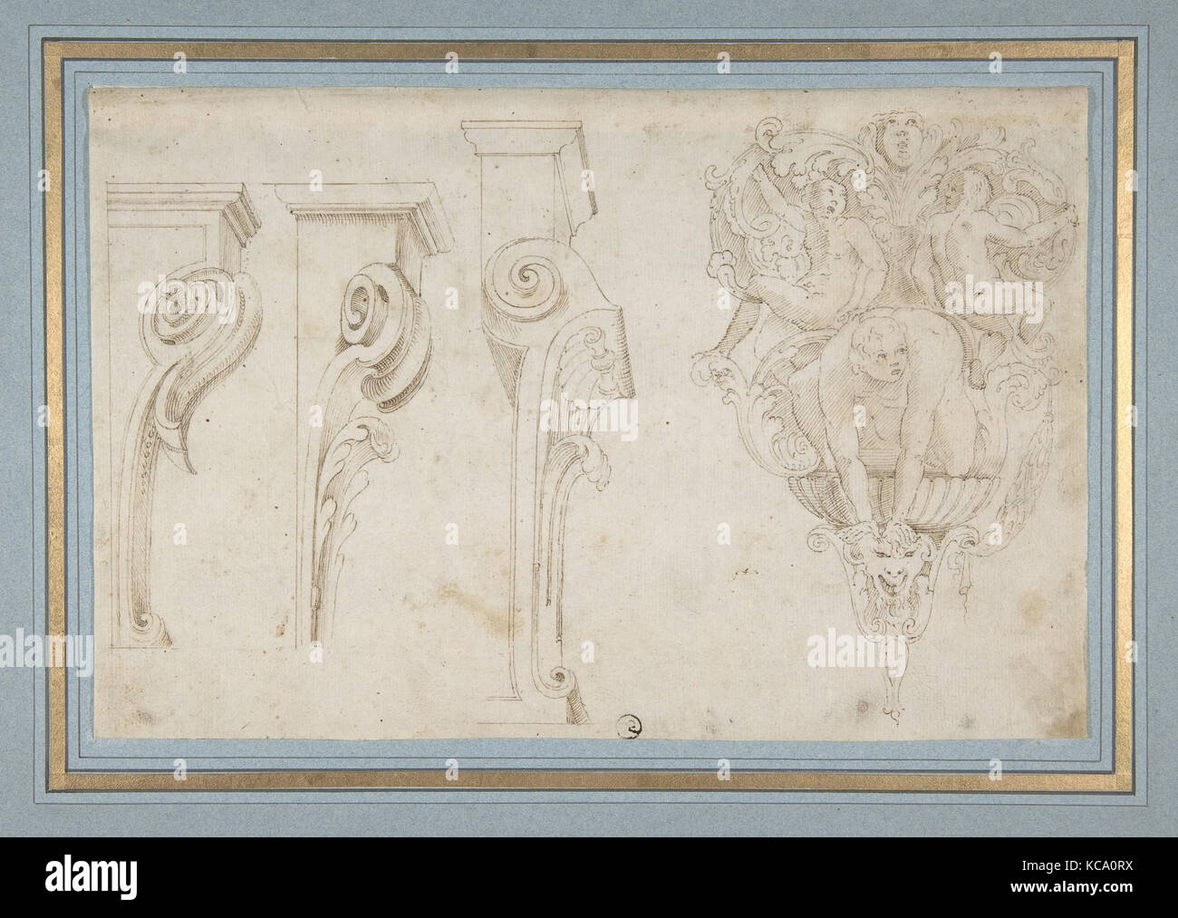 Design for Three Consoles Decorated with Foliage and Volutes and a ...
