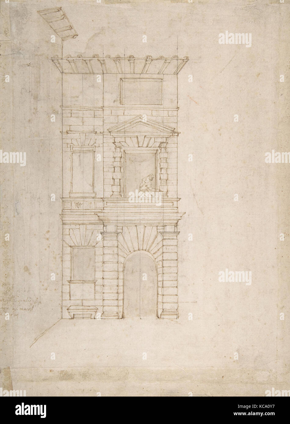 Elevation of Giulio Romano's House (recto); the Ruins from the Caelius ...