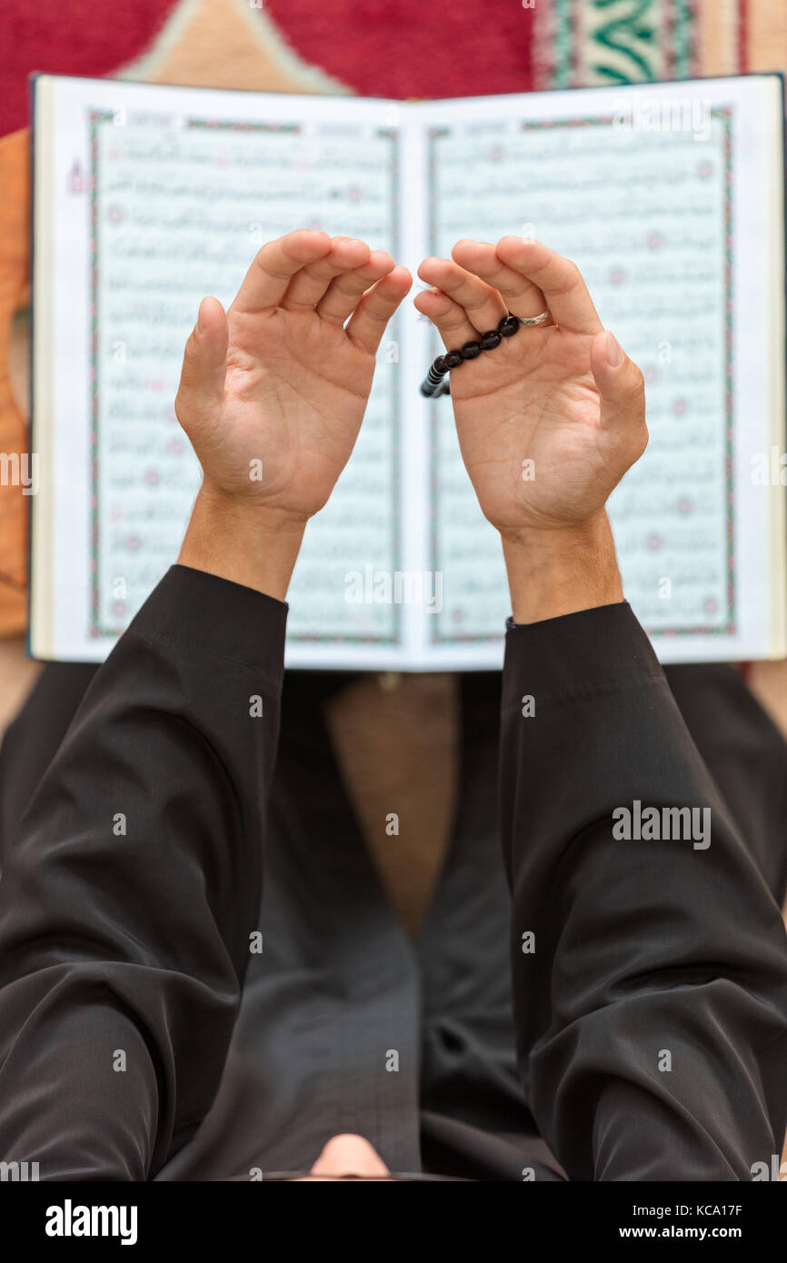 Top view of a religious muslim man praying inside the mosque Stock ...