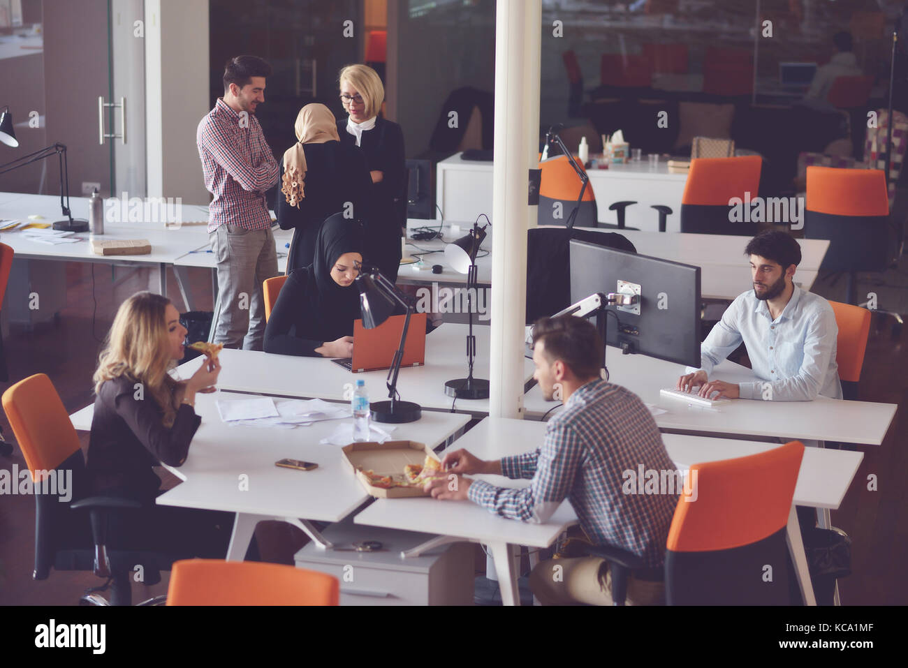 startup business people group working everyday job at modern office ...