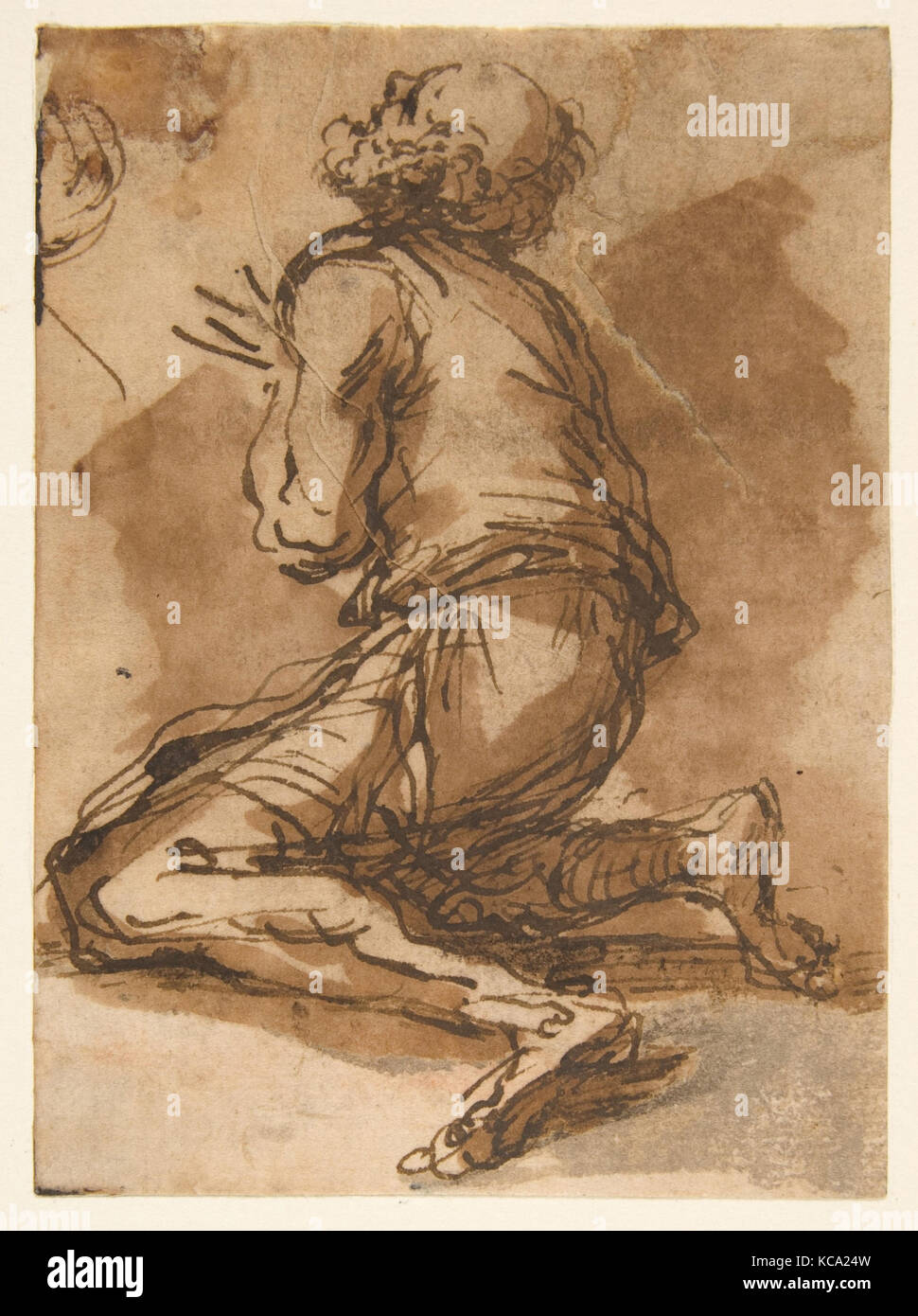 Old man kneeling facing upper left hi-res stock photography and images ...