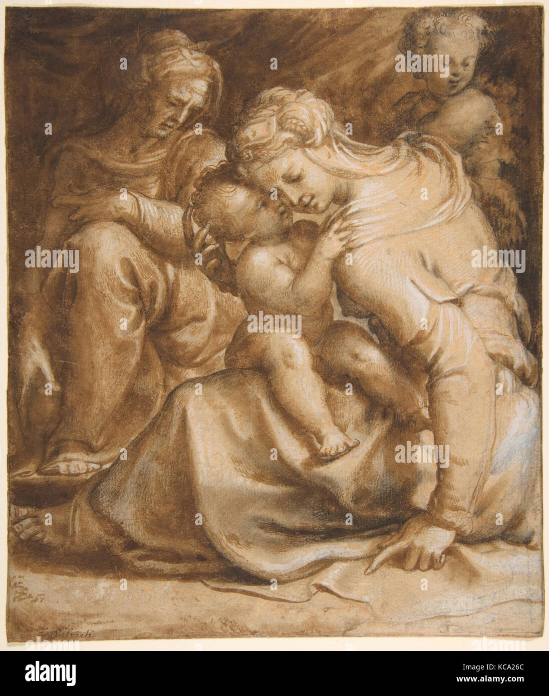 Virgin and Child with Saint Anne and John the Baptist, Francesco Salviati, ca. 1550 Stock Photo ...