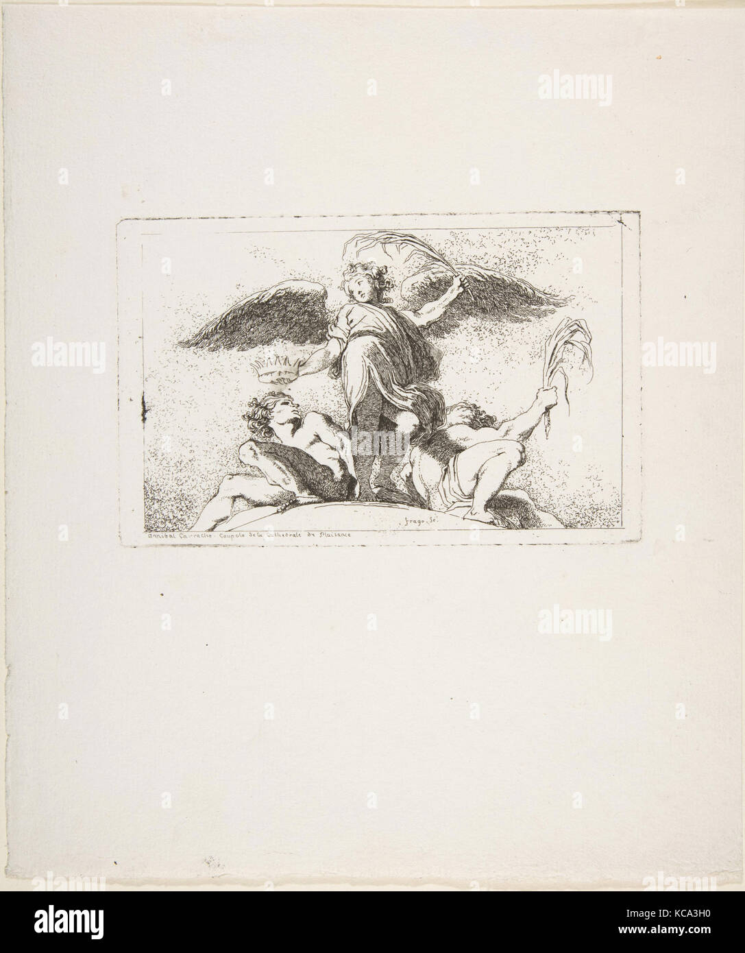 Angel Holding a Palm and a Crown, Jean Honoré Fragonard, ca. 1764 Stock ...