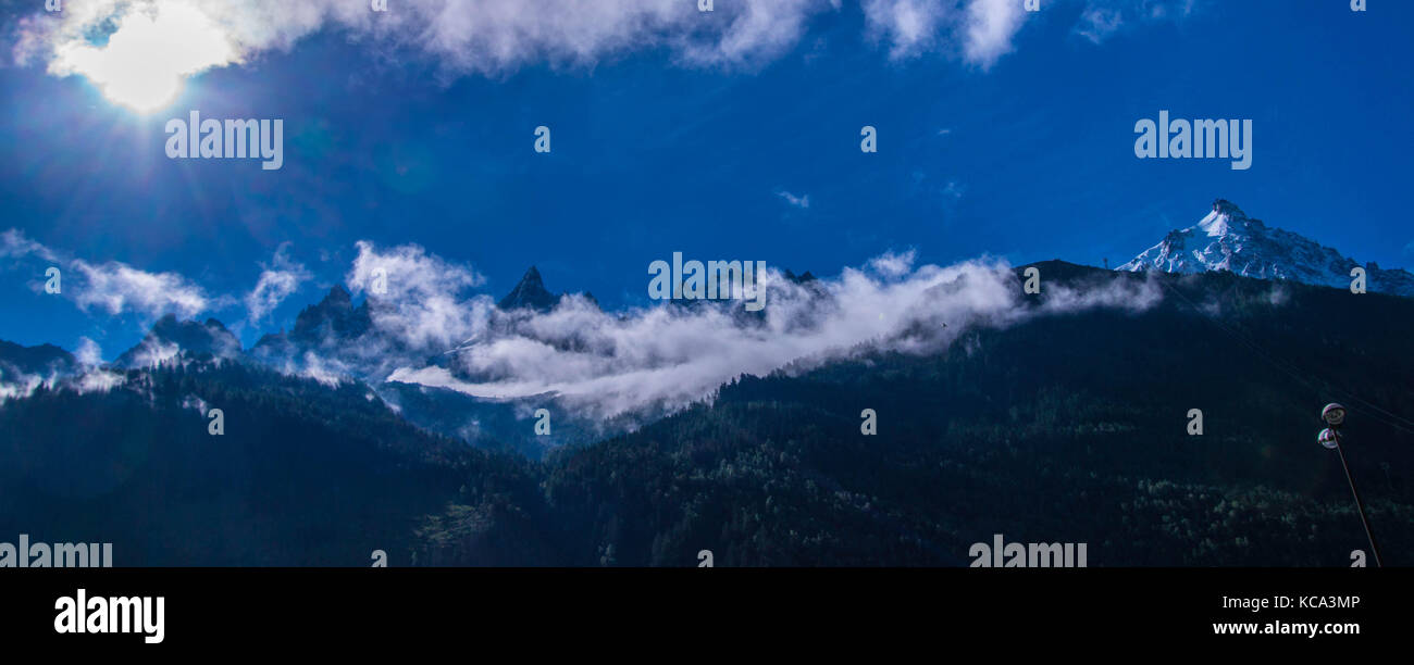 Chamonix needle with fog in the French Alps Stock Photo - Alamy