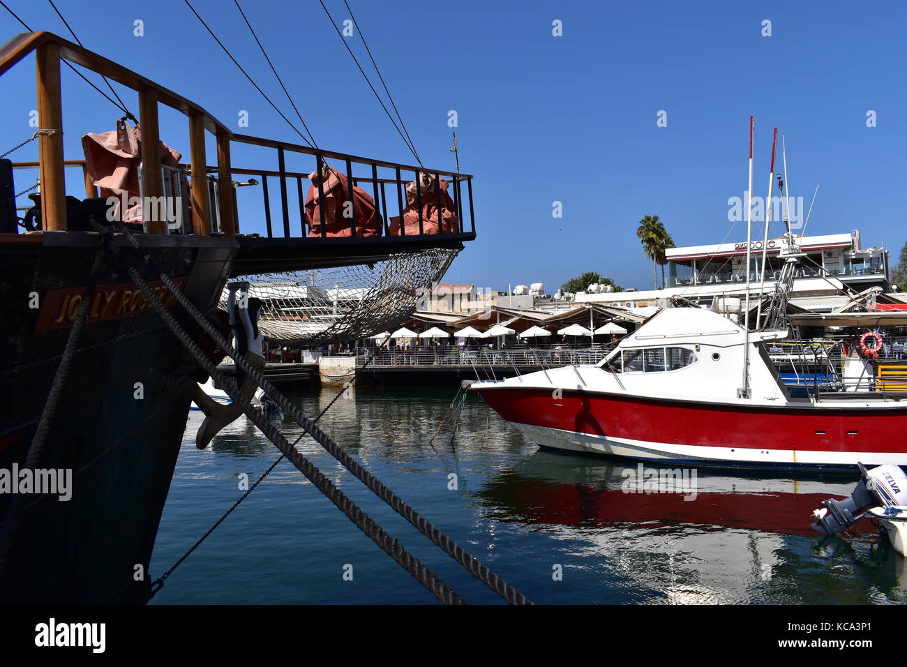 Paphos harbour on the Mediterranean island of Cyprus, pictured from a ...