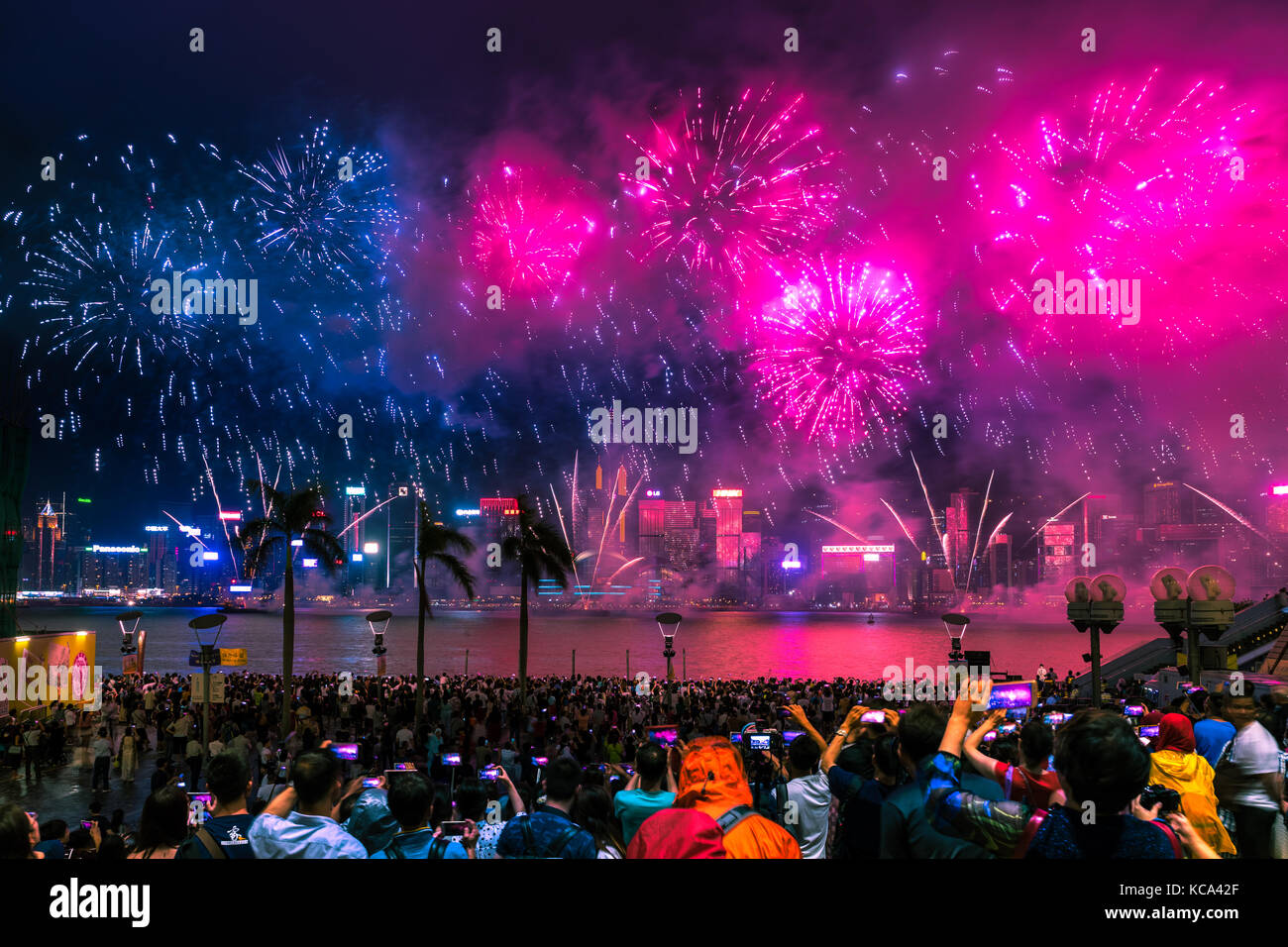 Tsim Sha Tsui, Kowloon, Hong Kong - 2 October : National Day Fireworks ...