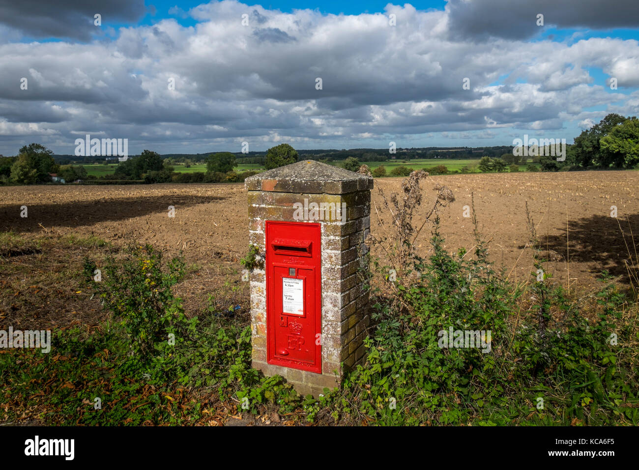 Royal Mail rural post box, Shipmeadow, Suffolk, England, overlooking ...