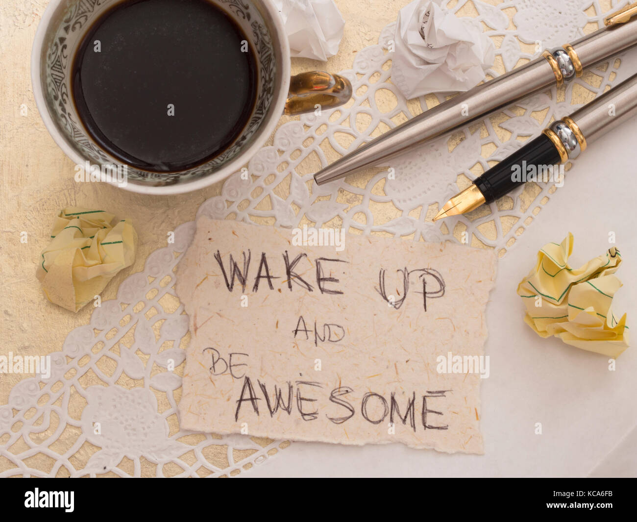cup of coffee with motivation quote Stock Photo - Alamy