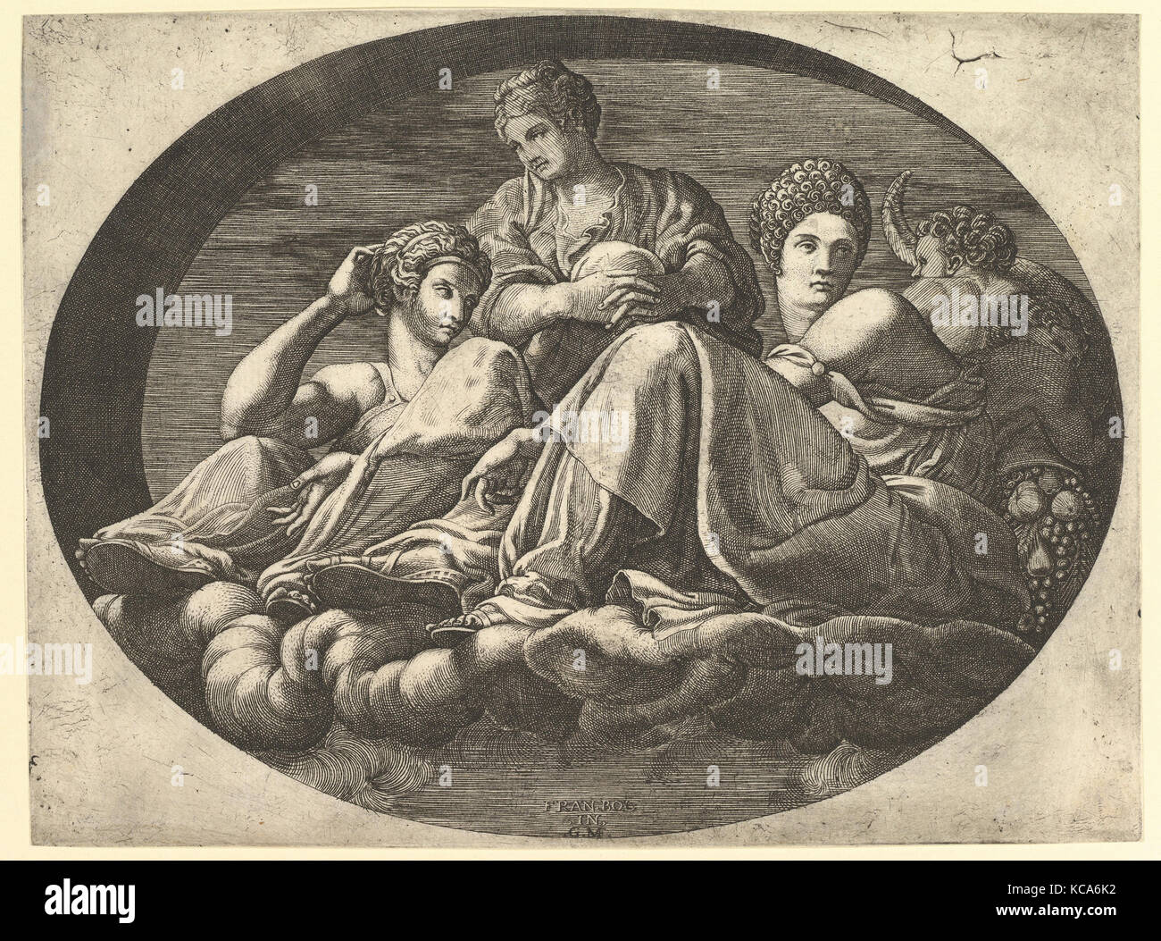 Ceres Seated on Clouds with Two Goddesses and Two Putti, from a series ...