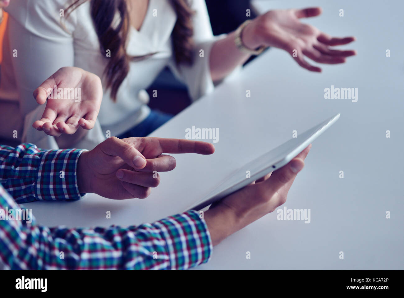 Coworkers work modern studio.Production managers team working new ...