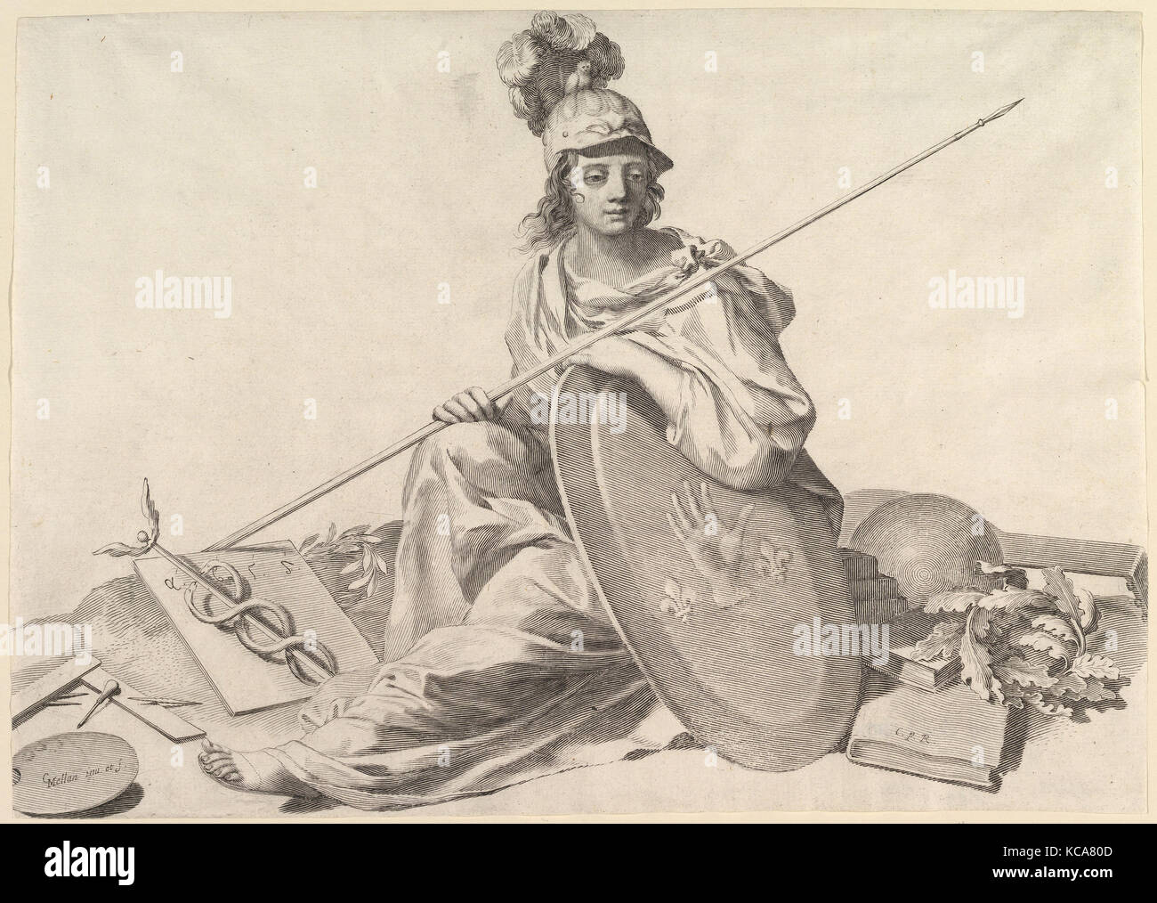 Minerva, Engraving; second state of two, sheet: 9 7/16 x 13 3/8 in. (24 ...