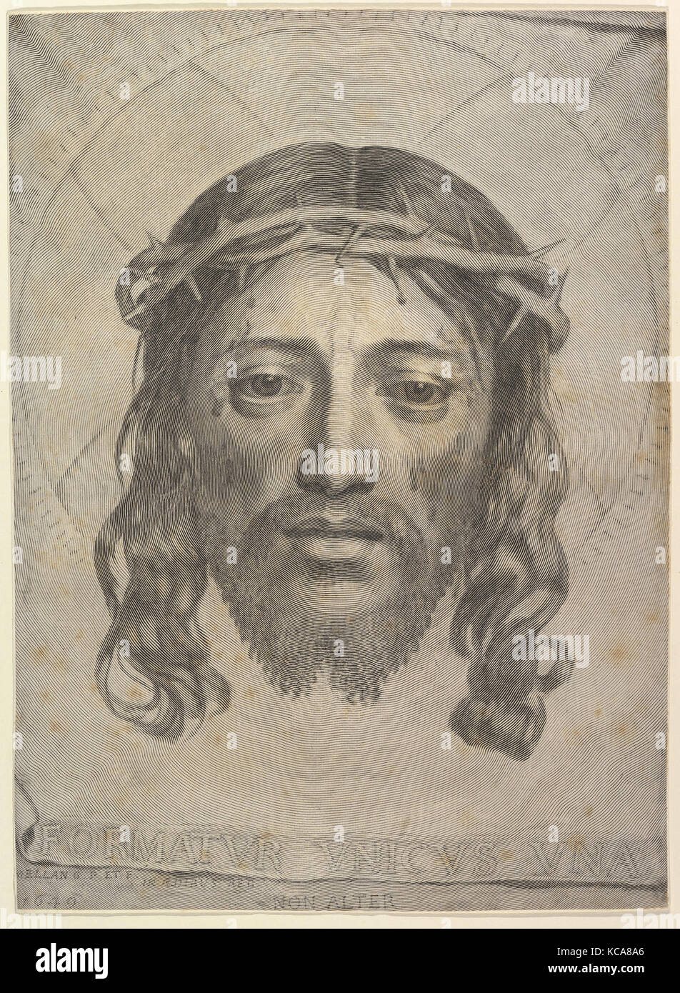 Face of Christ on St. Veronica's Cloth, Claude Mellan, 1649 Stock Photo ...