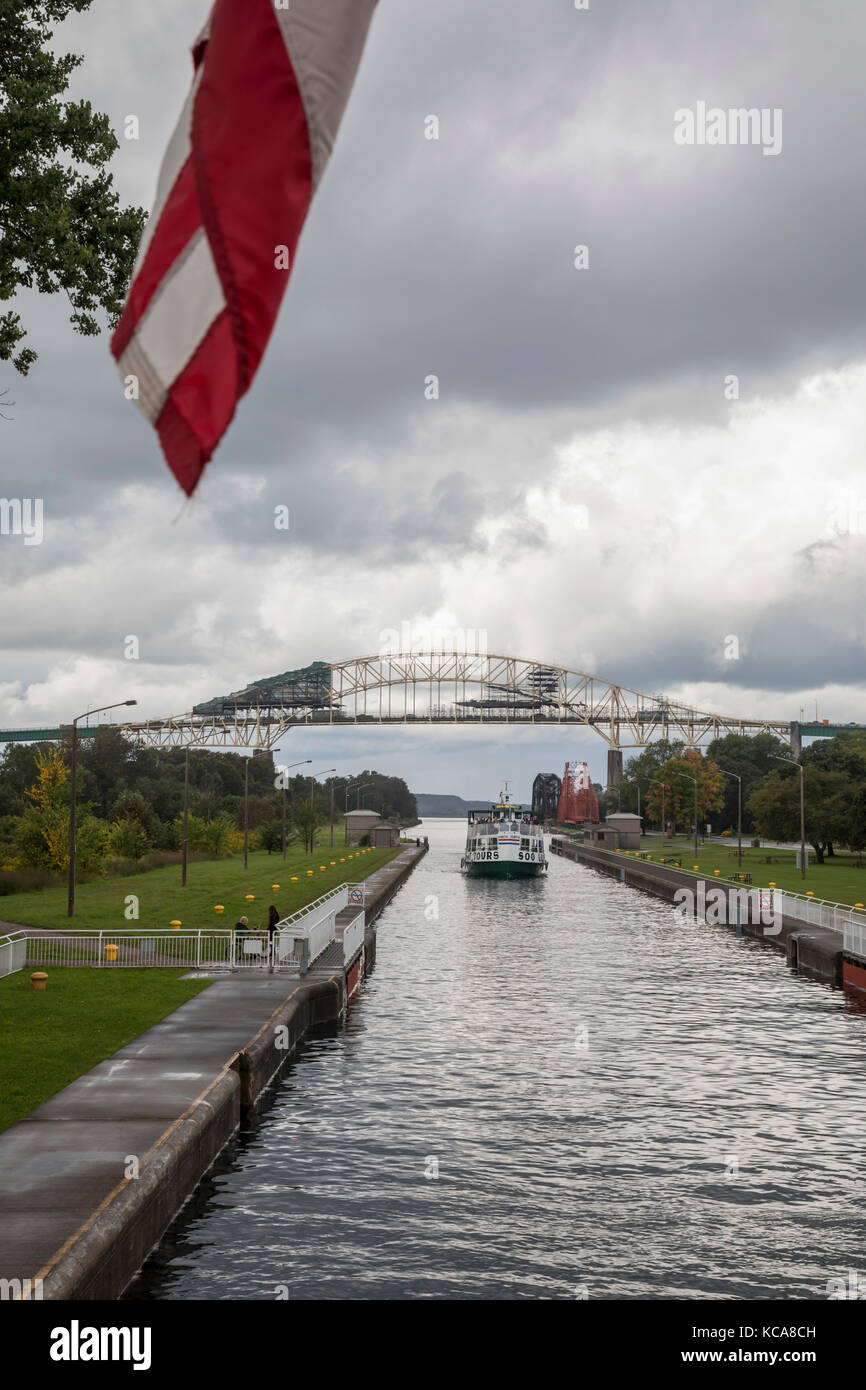 Sault Ste Marie, Ontario Canada - A Soo Locks tour boat enters the ...